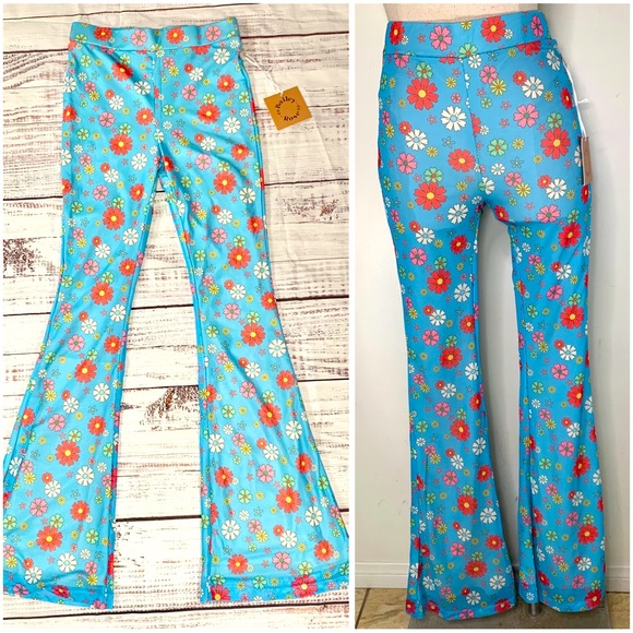 Bailey Rose | Pants & Jumpsuits | Flower Flared Blue Pants Small By ...